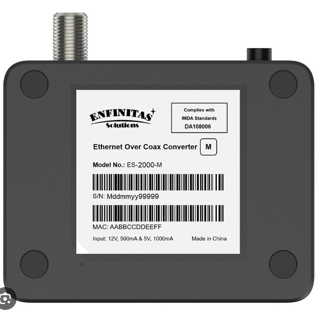 ENFINITAS (Master) EOCC Ethernet Over Coax Converter, Computers & Tech ...
