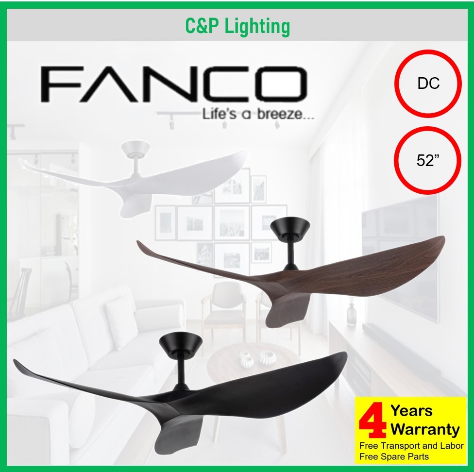 Fanco Huracan 52" Designer DC 3 Blade Ceiling Fan with Remote ...