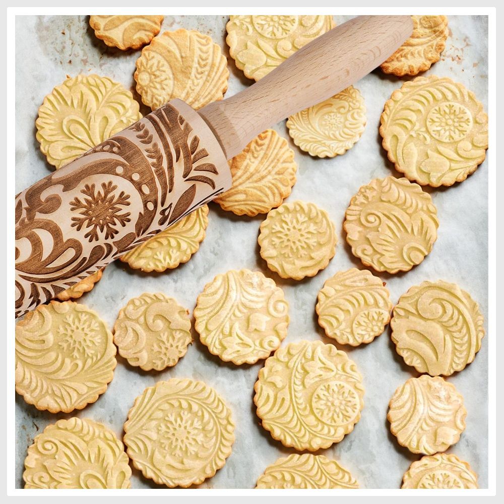 Flexzion Embossed Rolling Pins With Patterns for Baking, 7.7-inch ...