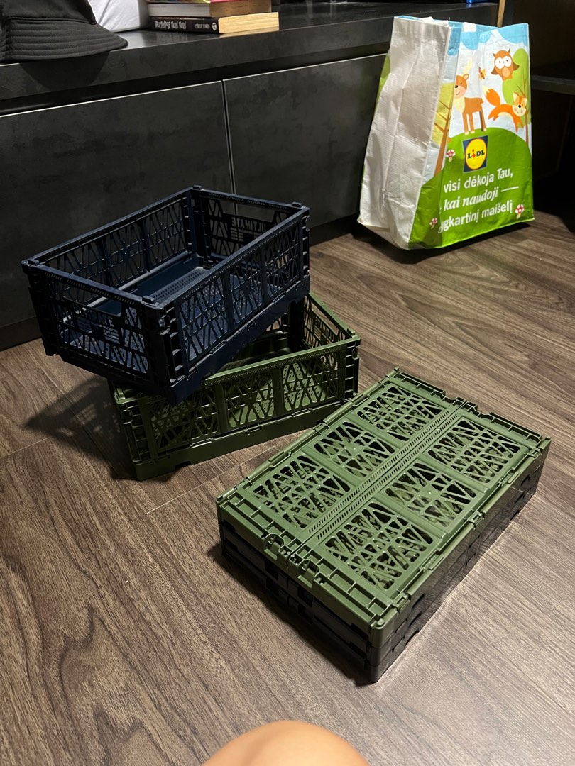 Foldable + stackable crate box, Furniture & Home Living, Home ...