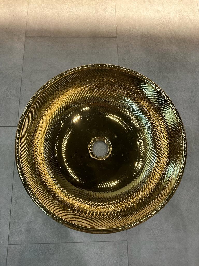 Gold Round Ceramic Countertop Basin, Furniture & Home Living, Bathroom ...