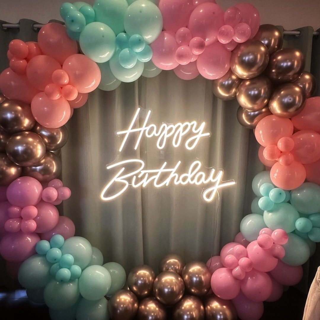 Happy Birthday Package #4 Round Arch + Balloon Garland (Rental and set ...