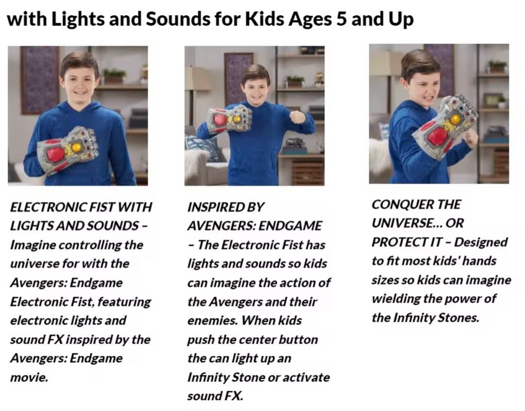 Hasbro Marvel Avengers Endgame Electronic Power Gauntlet Glove Fist ...