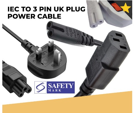 IEC to 3 Pin UK Plug Power Cable Cord C5 C7 C13 (Female, Straight ...