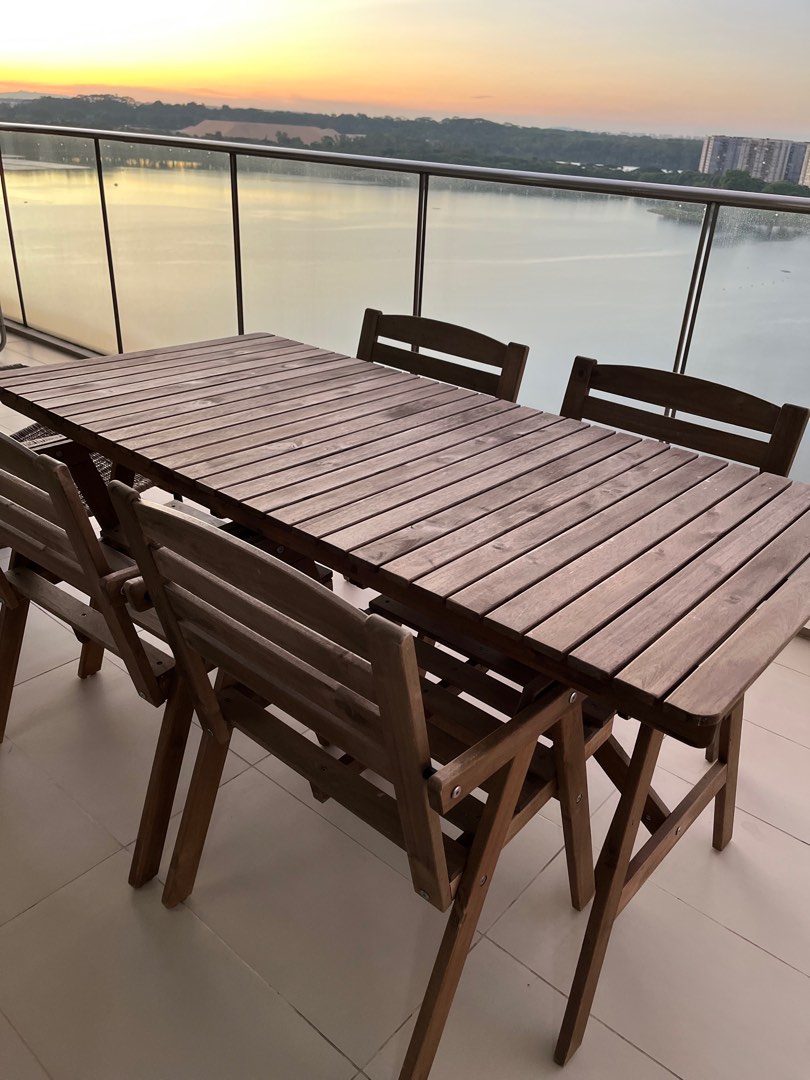 Ikea Falholmen outdoor table and four chairs, Furniture & Home Living ...
