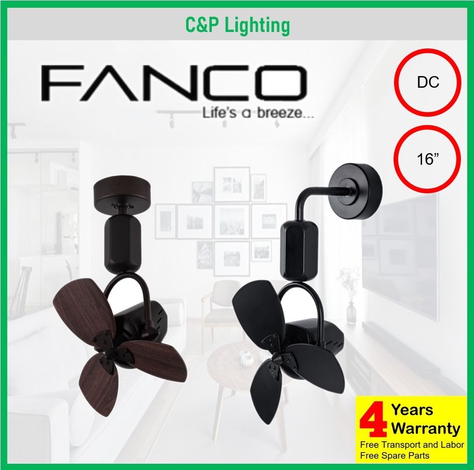 FANCO 16" DC Motor Ceiling Fan Wall Fan F333 (BLACK, 05/05/2023