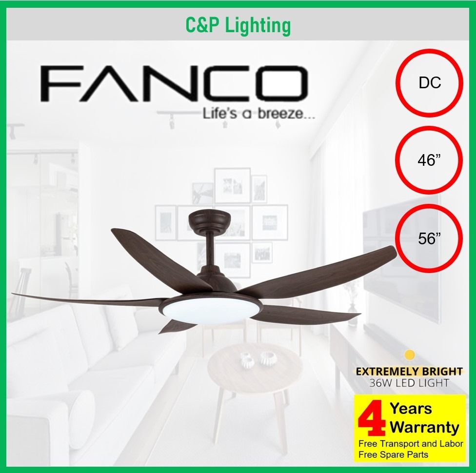 [Installation Promo] Fanco Tributo 46" / 56" 5 Blade DC Ceiling Fan ...