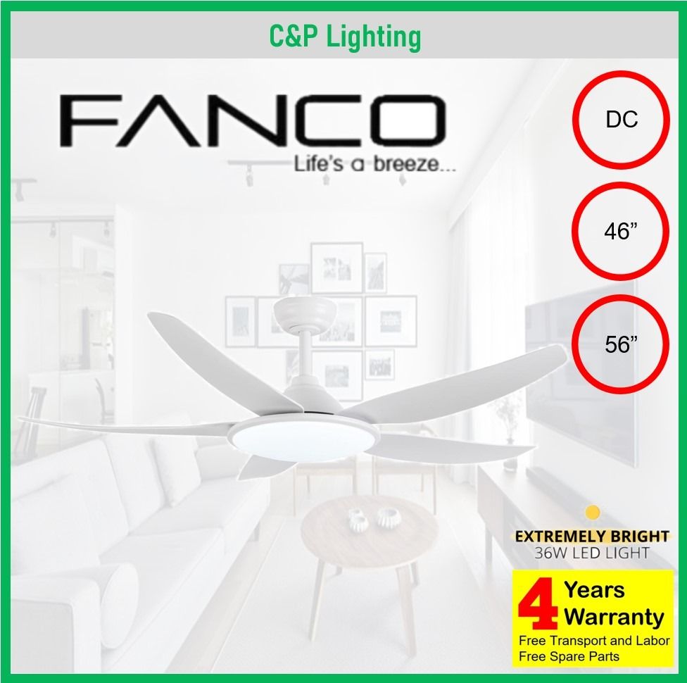 [Installation Promo] Fanco Tributo 46" / 56" 5 Blade DC Ceiling Fan ...