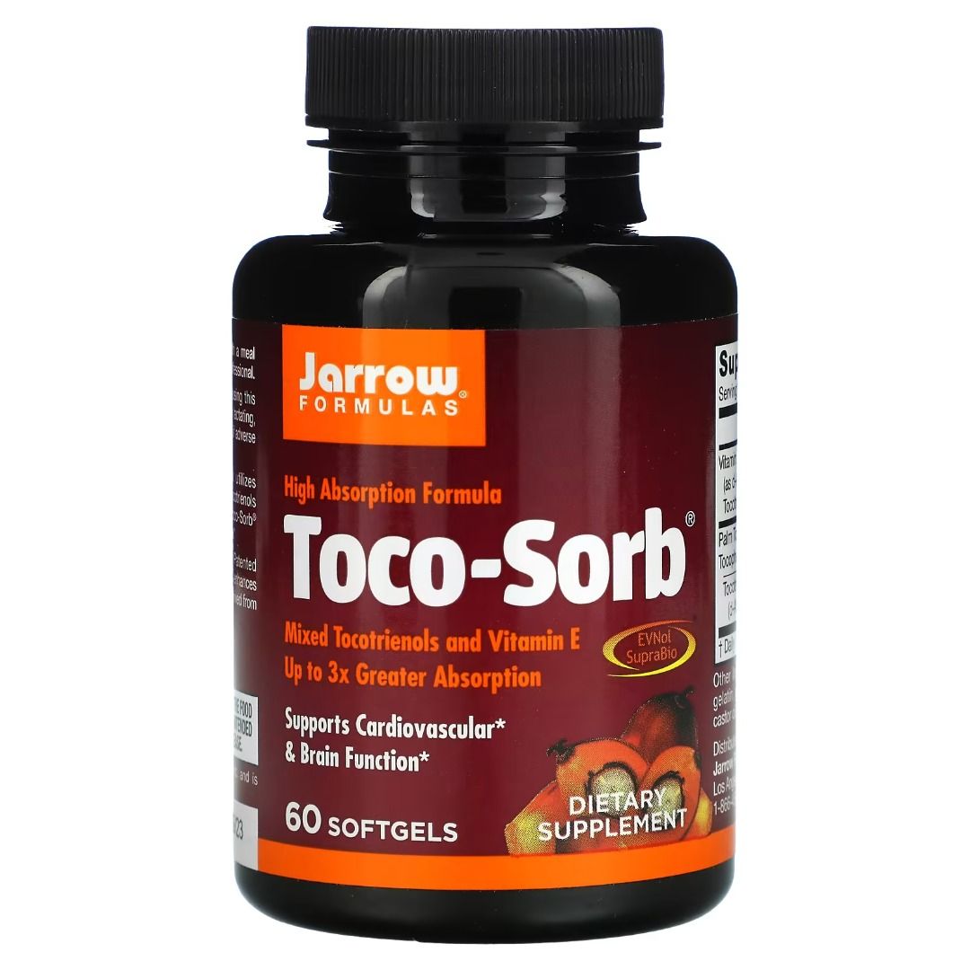 Jarrow Formulas Toco-Sorb Mixed Tocotrienols and Vitamin E 60 Softgels ...