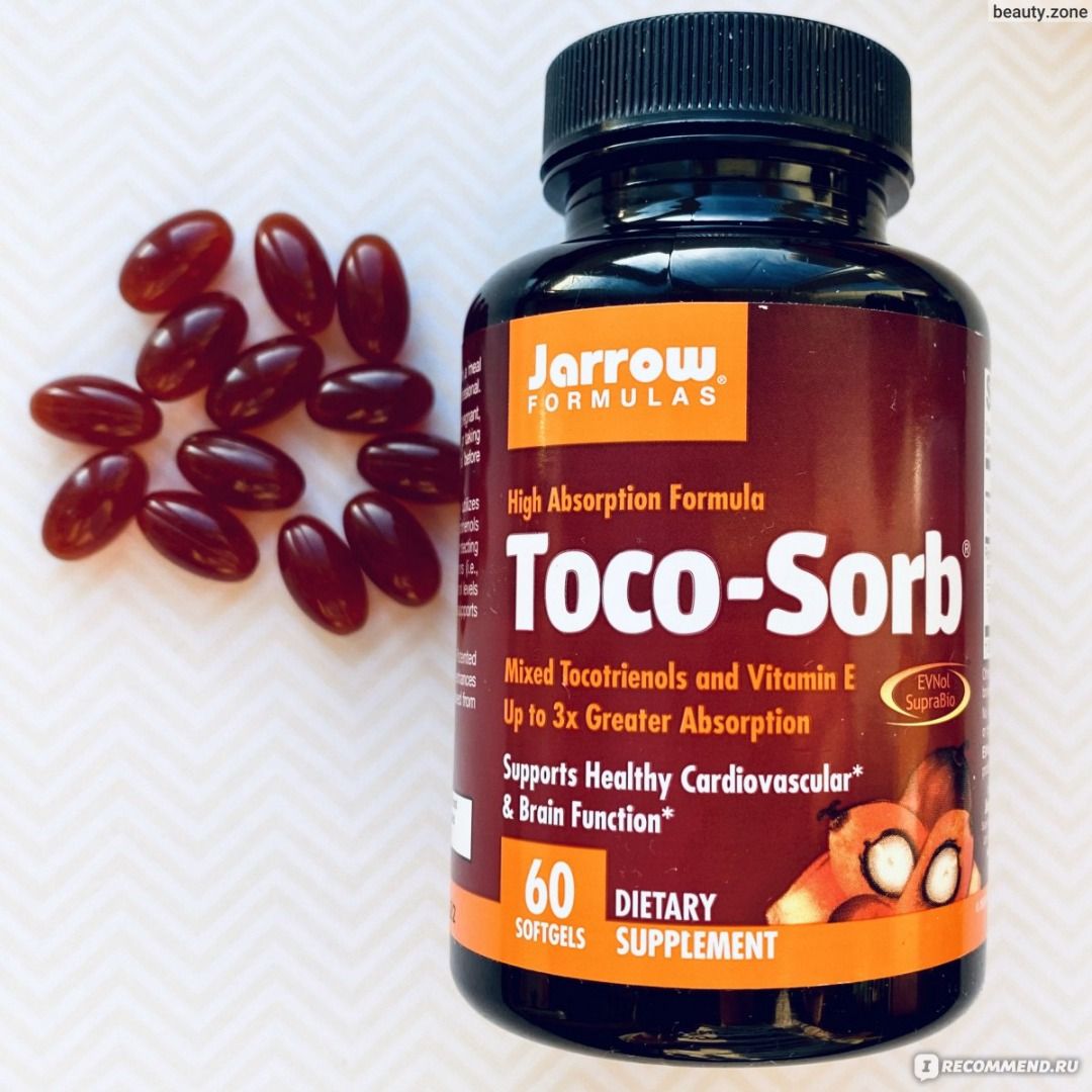 Jarrow Formulas Toco-Sorb Mixed Tocotrienols and Vitamin E 60 Softgels ...