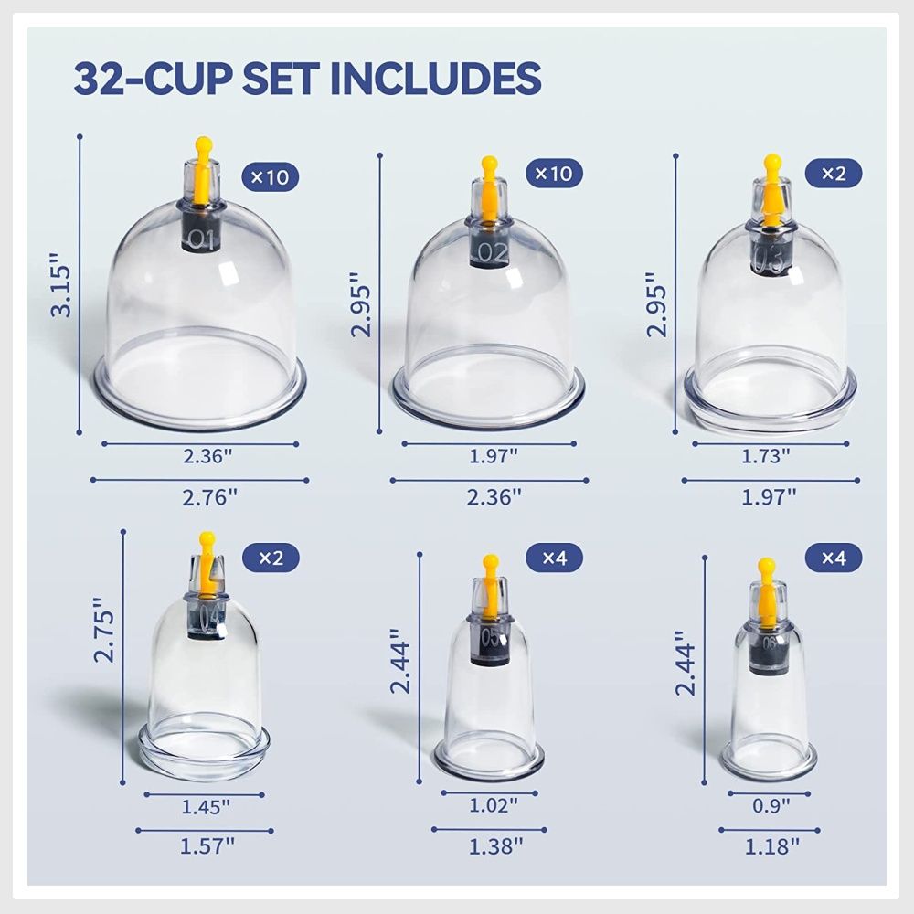 KingPavonini 32 Cups Cupping Therapy Set, Professional Chinese Cupping ...