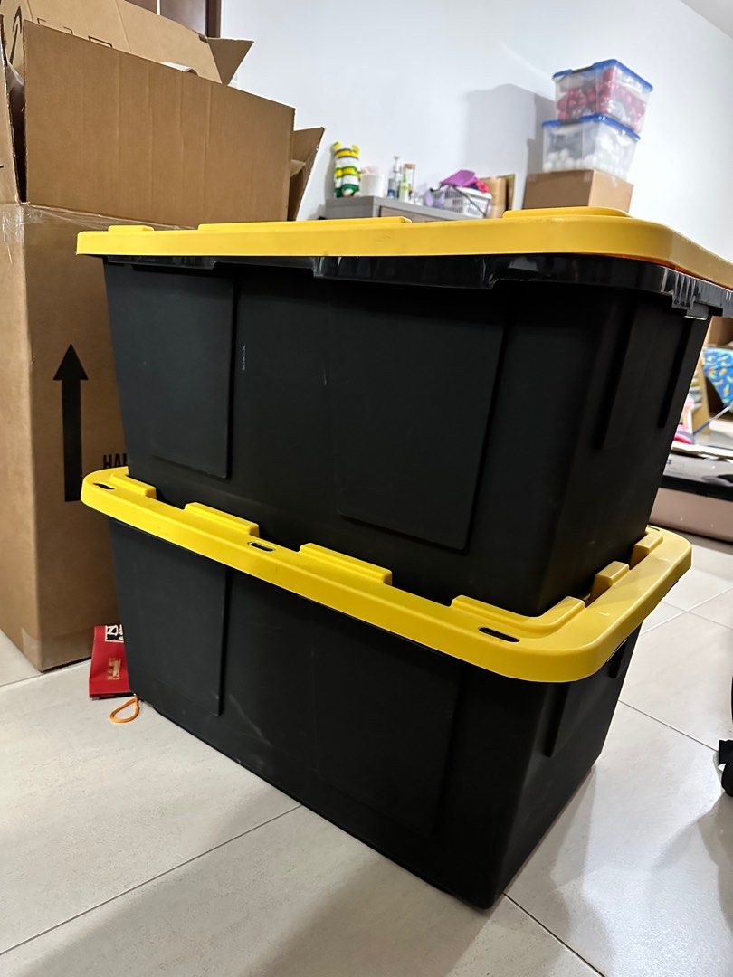Large storage boxes (stackable, heavy duty), Furniture & Home Living ...
