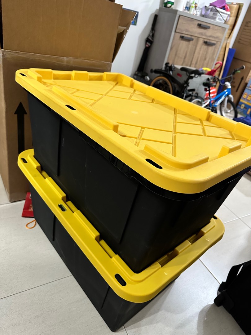 Large storage boxes (stackable, heavy duty), Furniture & Home Living ...