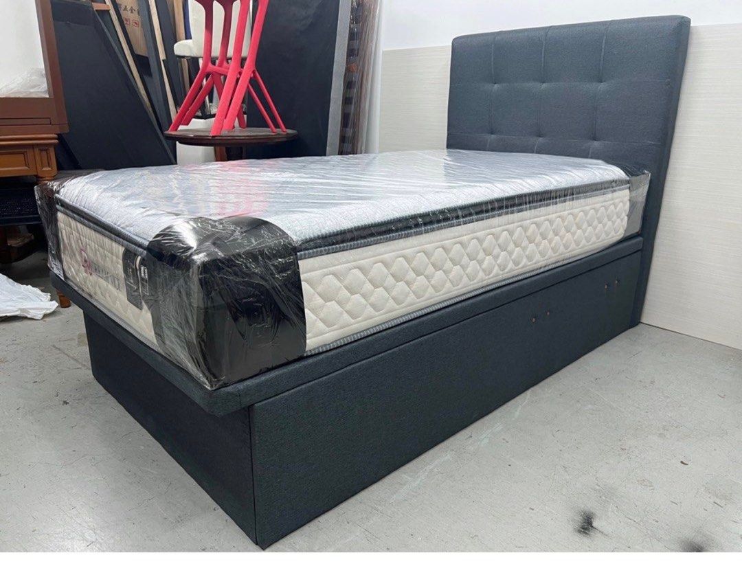 Latex Topper Pocketed Spring Mattress + Storage Divan, Furniture & Home ...