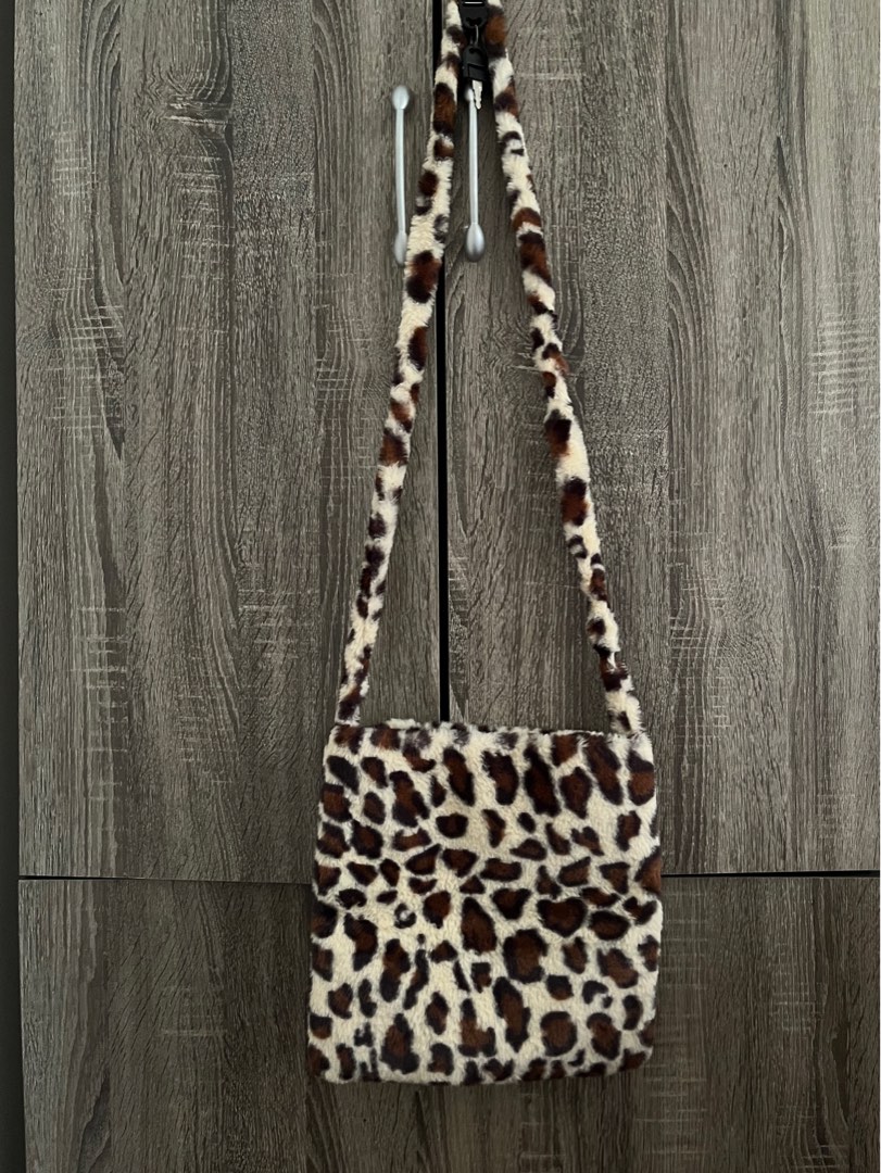 Leopard Fluffy Plush Bag, Women's Fashion, Bags & Wallets, Cross-body ...