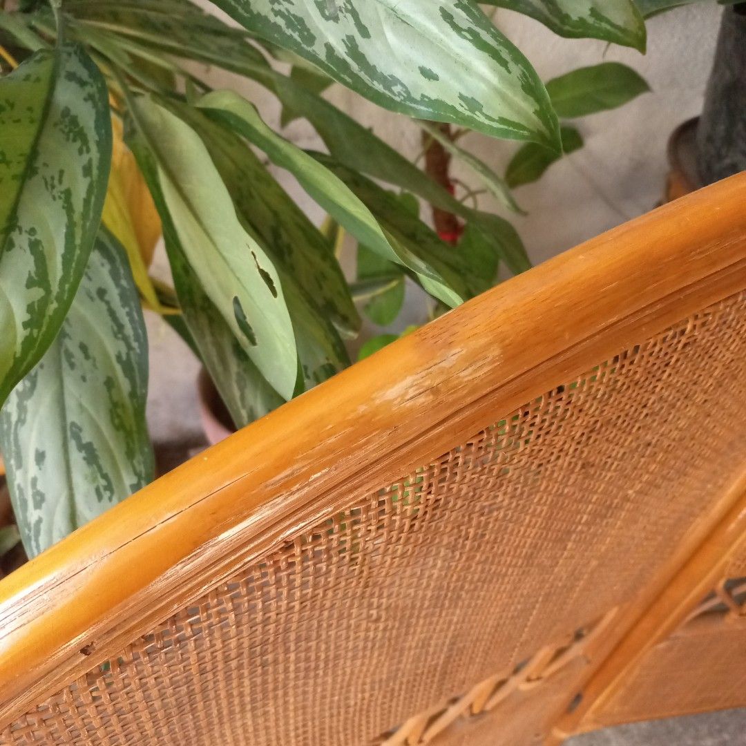 Low rattan bifold screen divider partition backdrop on Carousell