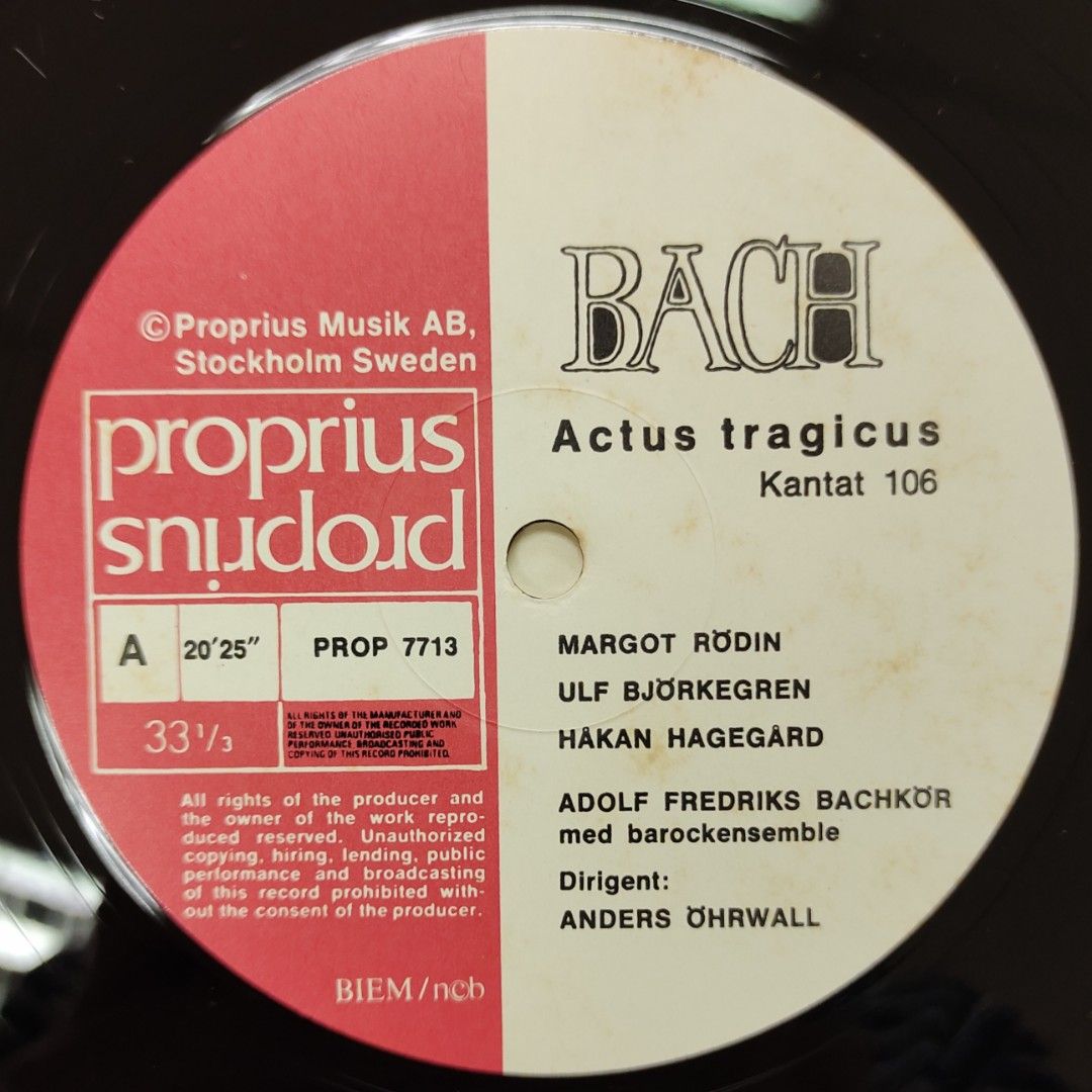 LP Proprius Bach - Cantata, Hobbies & Toys, Music & Media, Vinyls on ...