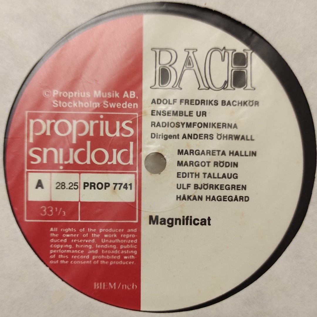LP Proprius J.S.Bach - Music for Comfort and Joy, Hobbies & Toys, Music ...