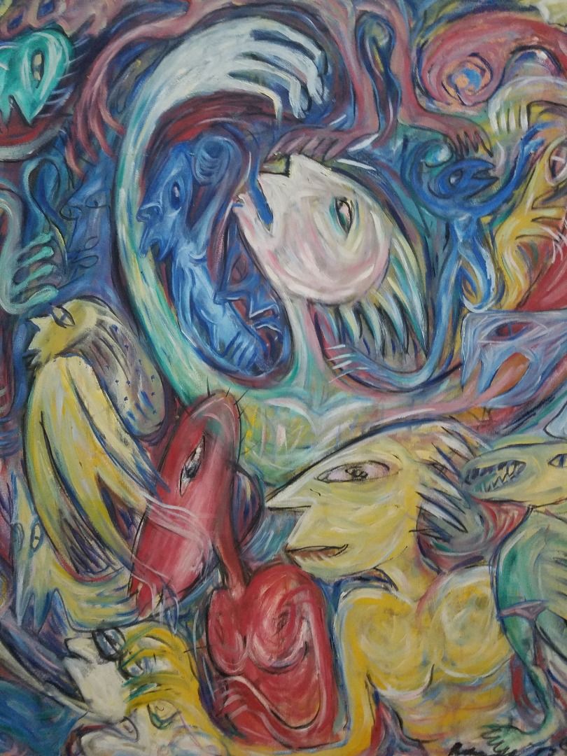 Lukisan Mahluk Alien III Karya Rahmat Jabaril 1997, Perabotan Rumah di ...
