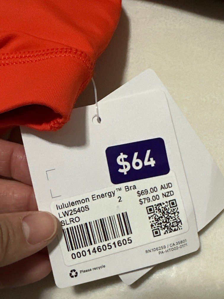 Lululemon Energy Bra Size 2 Solar orange /Hyper flow pink multi , Women ...