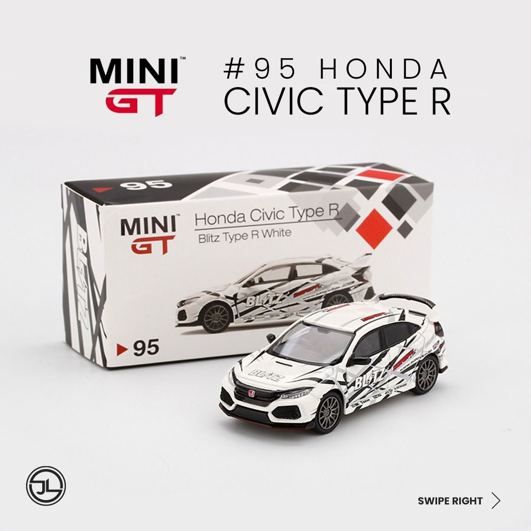 MINI GT #95 - HONDA CIVIC TYPE R BLITZ TYPE R WHITE 1/64, Hobbies ...