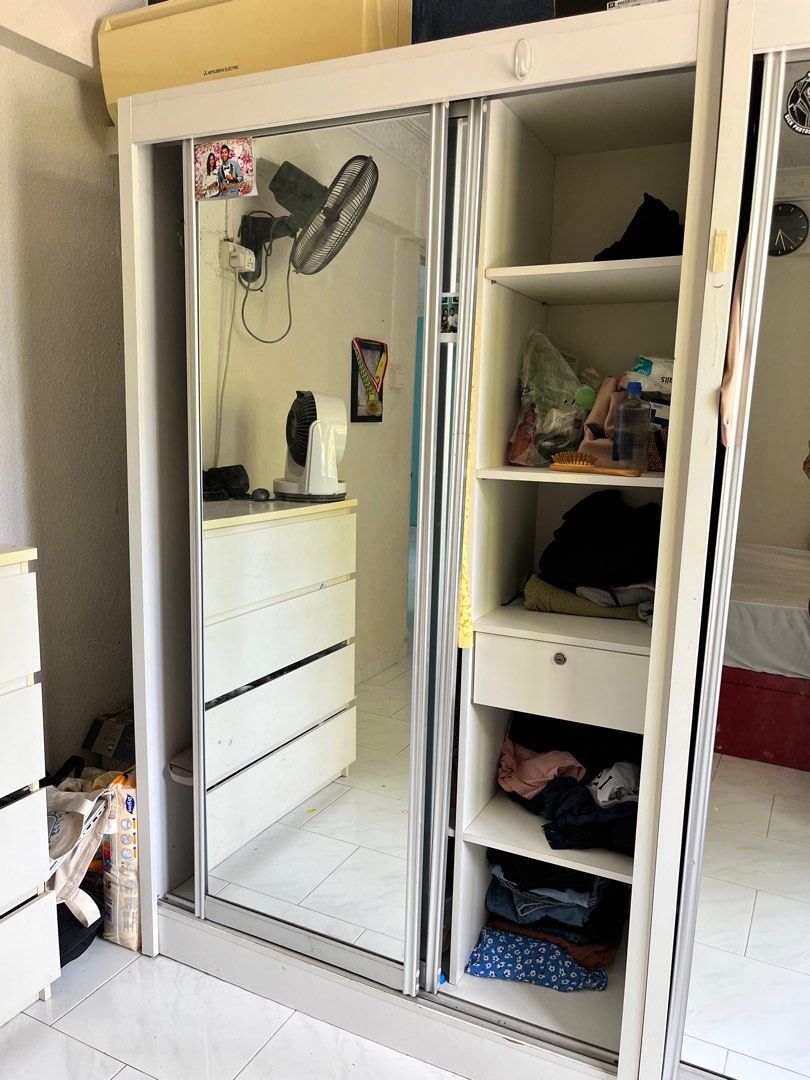Mirror Sliding door wardrobe (moving out), Furniture & Home Living ...