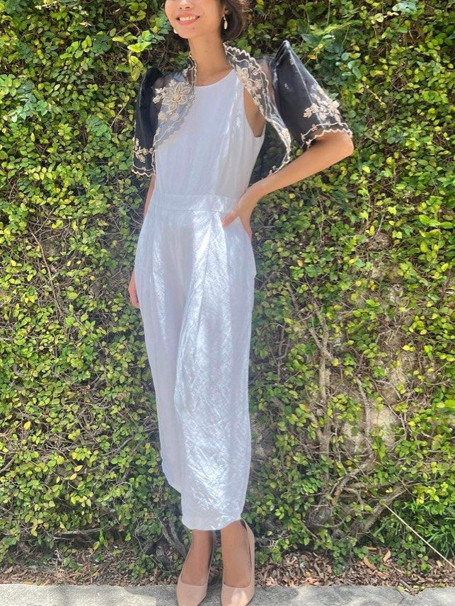 Modern Filipiniana Bolero with Collar Black, Women's Fashion, Dresses ...