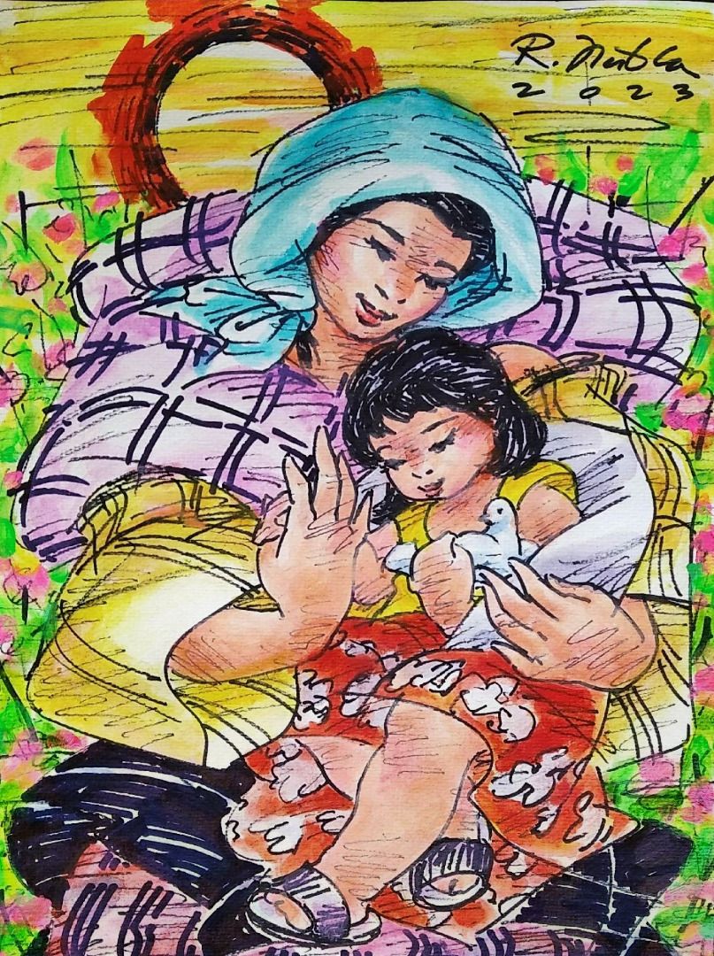 Mother and Daughter With Dove - Robert Nubla on Carousell