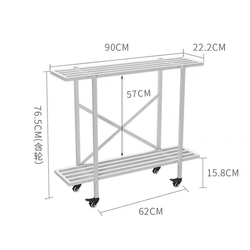Moveable Plant Stand 2 Tier Plant Rack With Wheels White Stainless ...