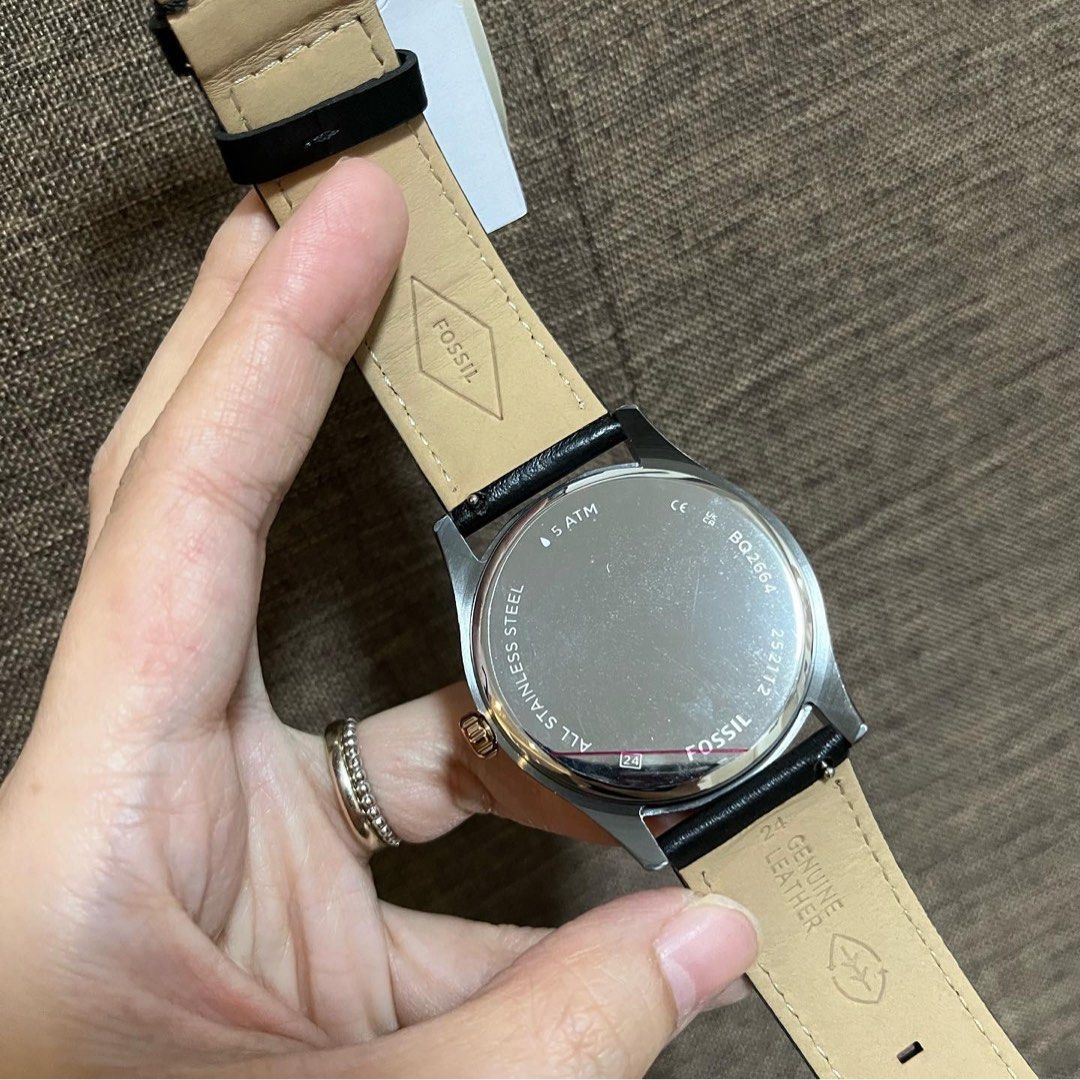 Original Fossil Solar Powered Black Leather Watch on Carousell