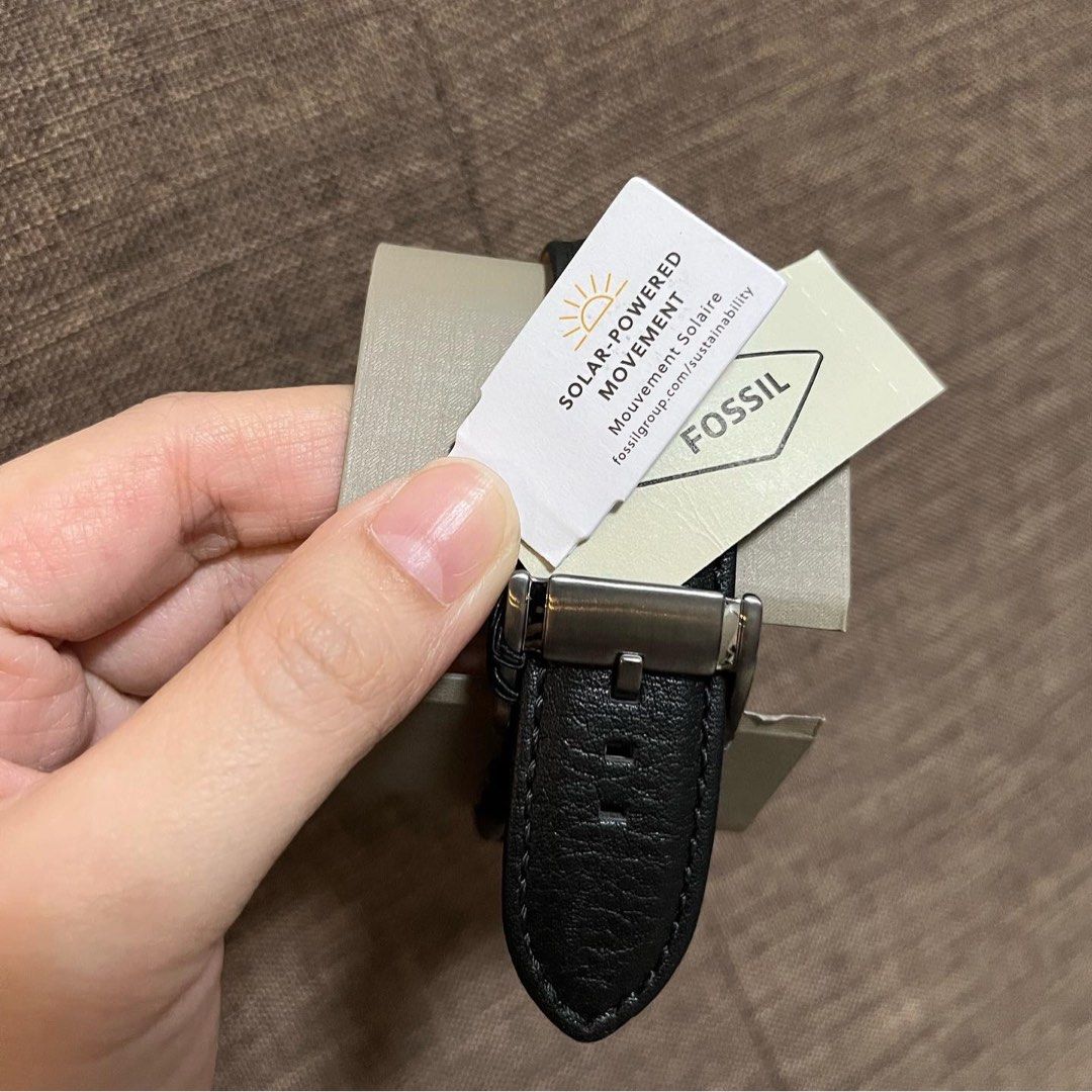 Original Fossil Solar Powered Black Leather Watch on Carousell