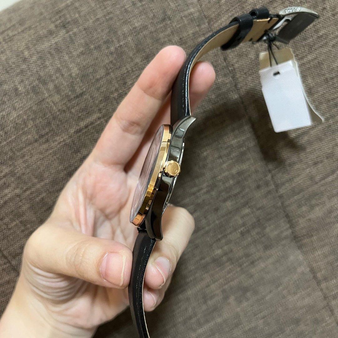 Original Fossil Solar Powered Black Leather Watch on Carousell