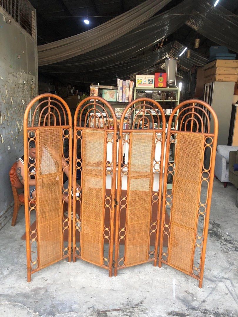 Rattan 4 panel partition, Furniture & Home Living, Furniture, Other ...