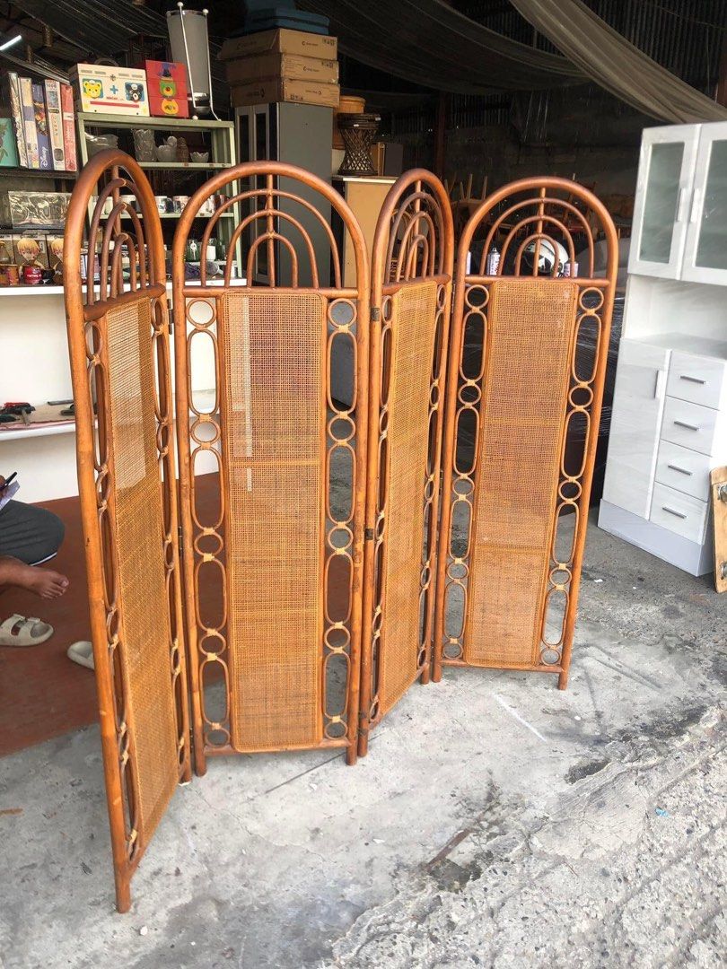 Rattan 4 panel partition, Furniture & Home Living, Furniture, Other ...