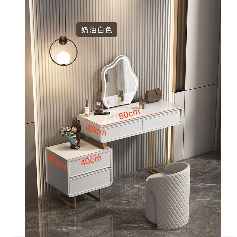 Sintered Stone Dressing Table with Side Table Solid wood Drawer Drawer ...