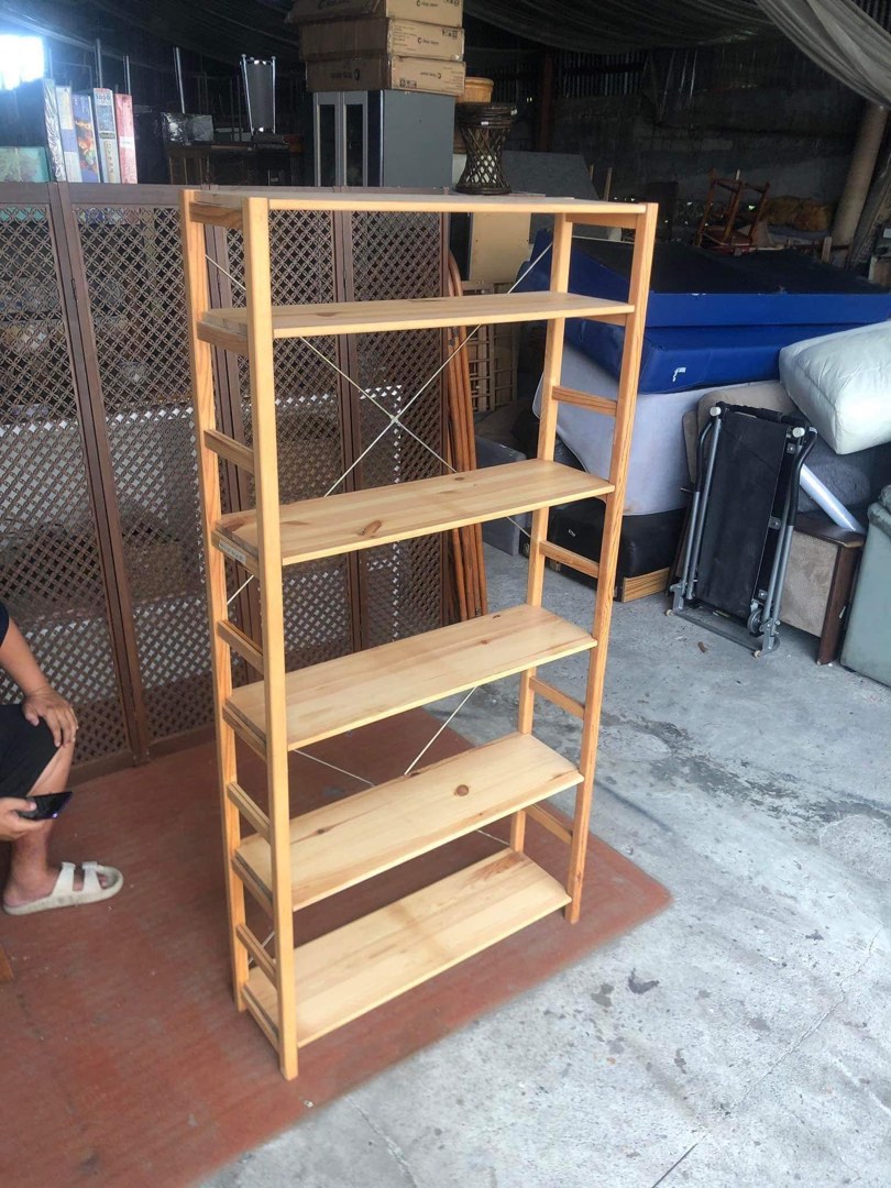 Solid wood display shelving rack on Carousell