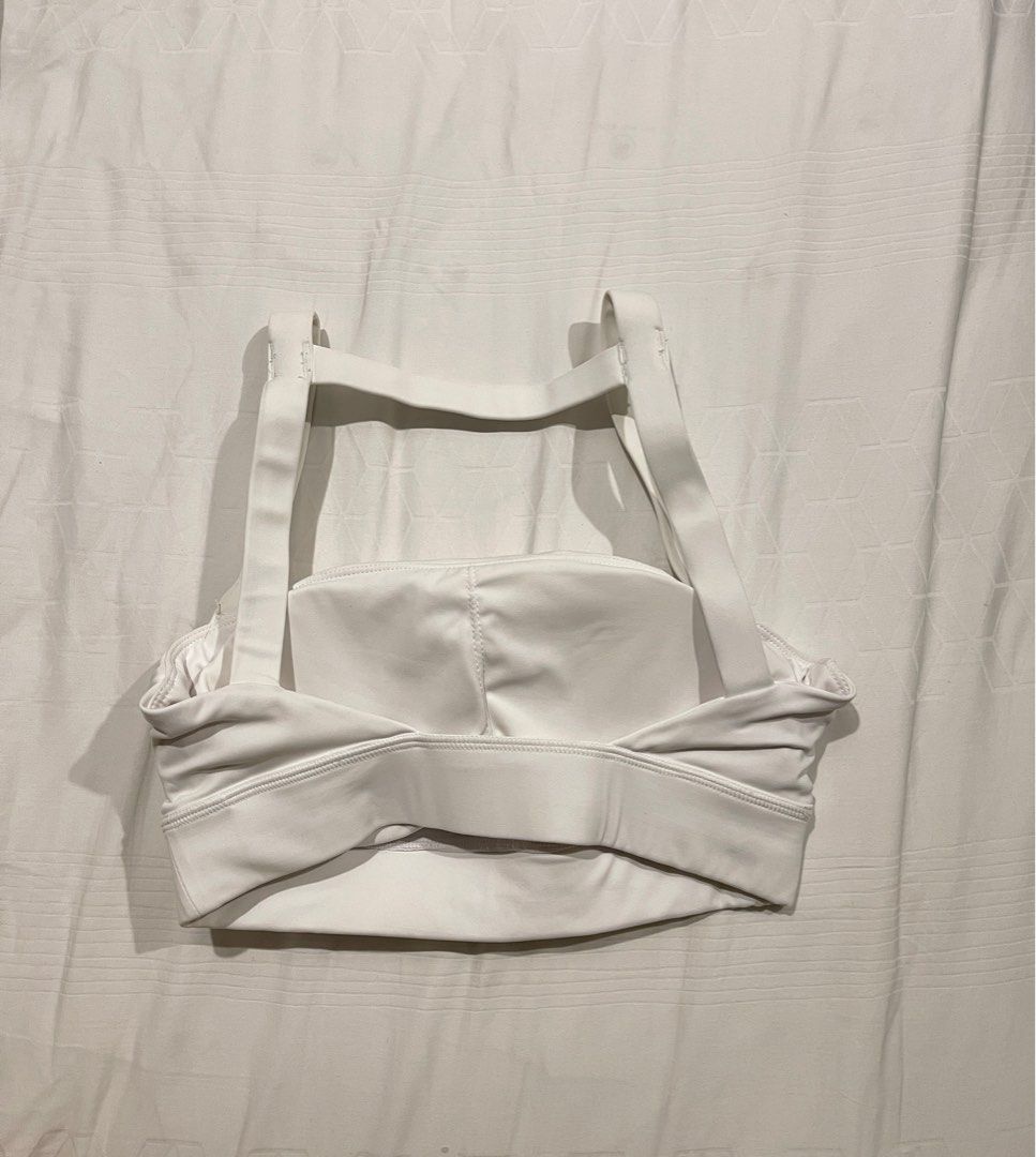 Square Neck Sports Bra (White & Blue), Women's Fashion, Activewear on ...