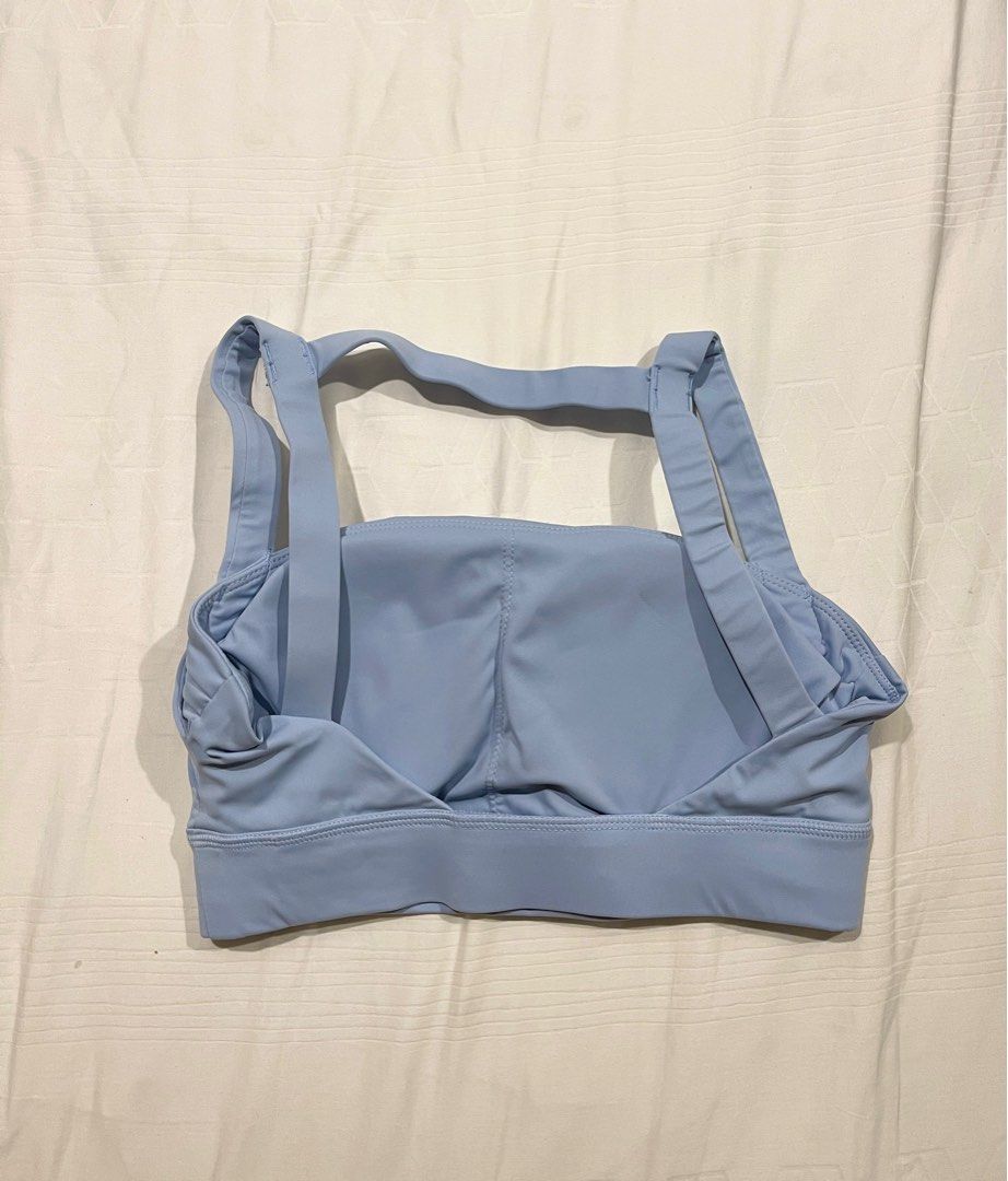 Square Neck Sports Bra (White & Blue), Women's Fashion, Activewear on ...