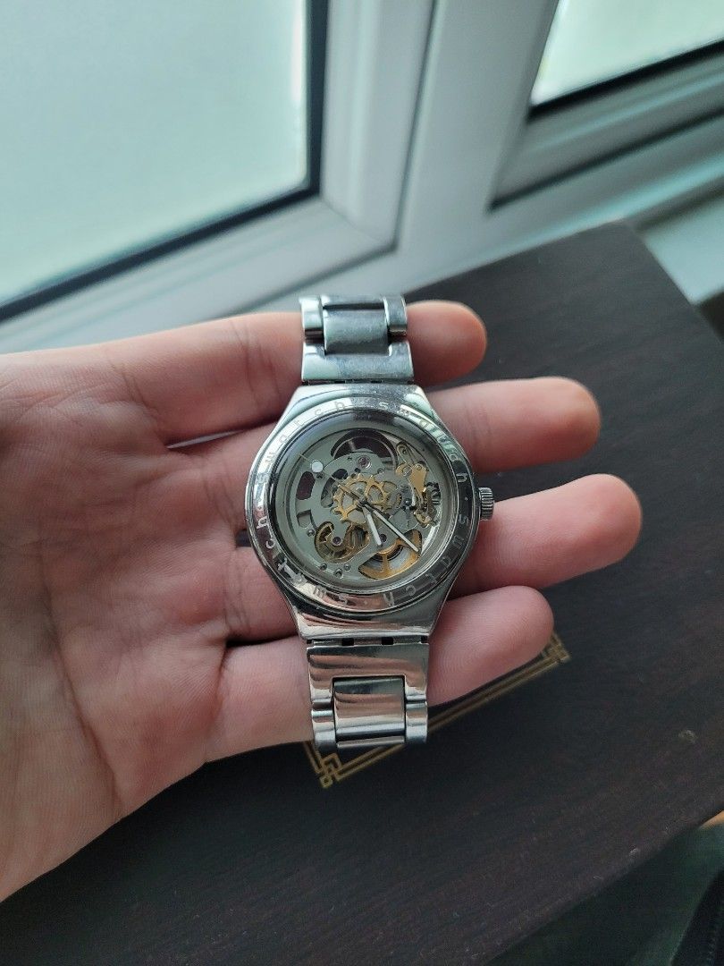 Swatch skeleton automatic watch, Men's Fashion, Watches & Accessories ...