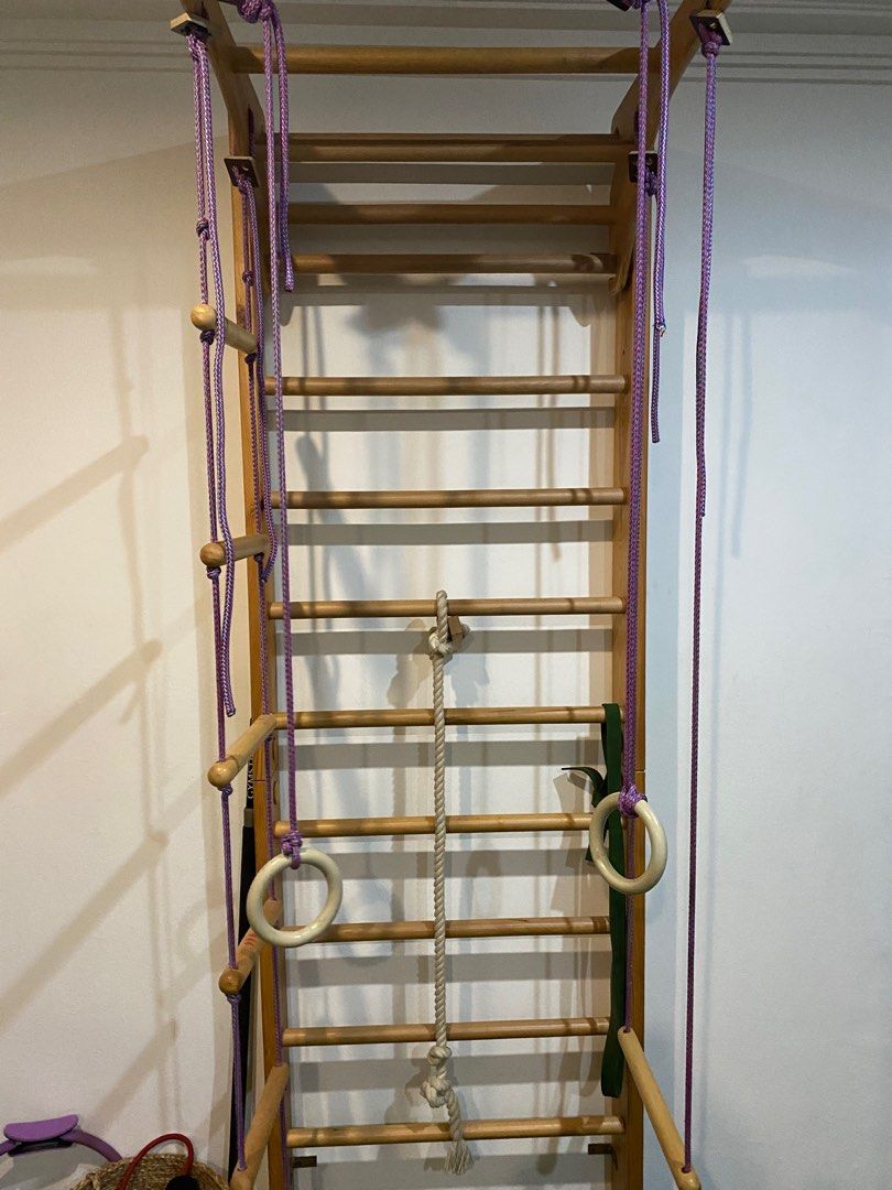 Swedish Ladder with pull up bar and ropes, Sports Equipment, Other ...