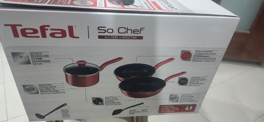 TEFAL SO CHEF ALL HOBS + INDUCTION 6 PC SET, Furniture & Home Living ...