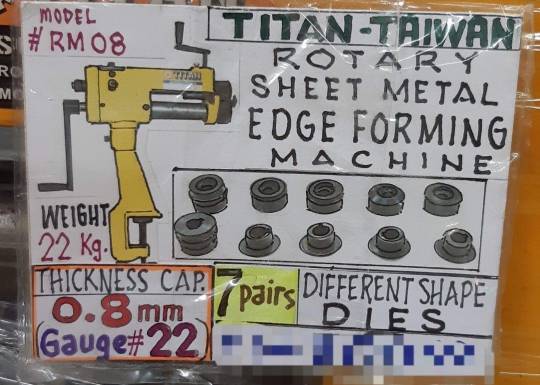 TITAN TAIWAN BEAD BENDING BENDER ROTARY SHEET METAL EDGING EDGE FORMING ...