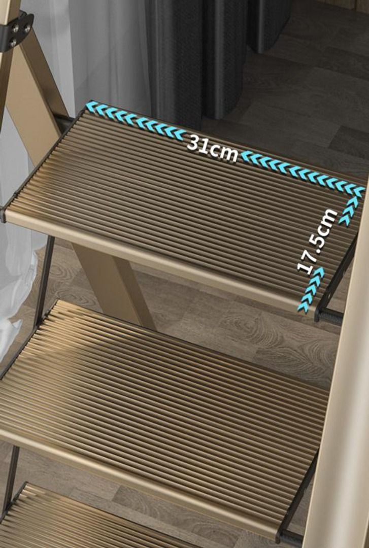 TUUF Elegance 5-step Flat Foldable Ladder (Champagne), Furniture & Home ...
