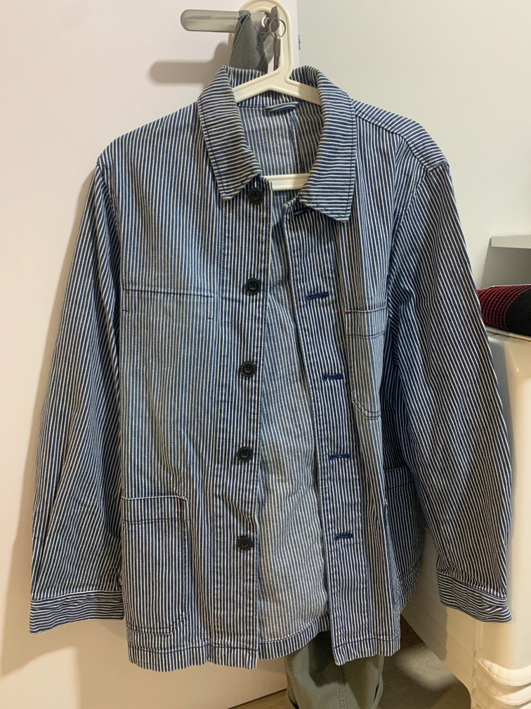 Vintage Blue Stripe Heavy Jacket, Men's Fashion, Coats, Jackets and ...