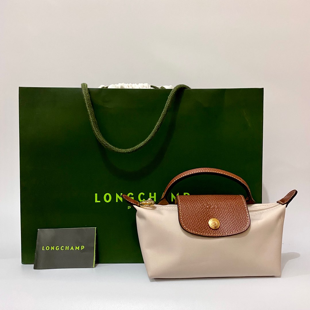 White Longchamp Le Pliage Pouch With Sling, Luxury, Bags & Wallets on ...