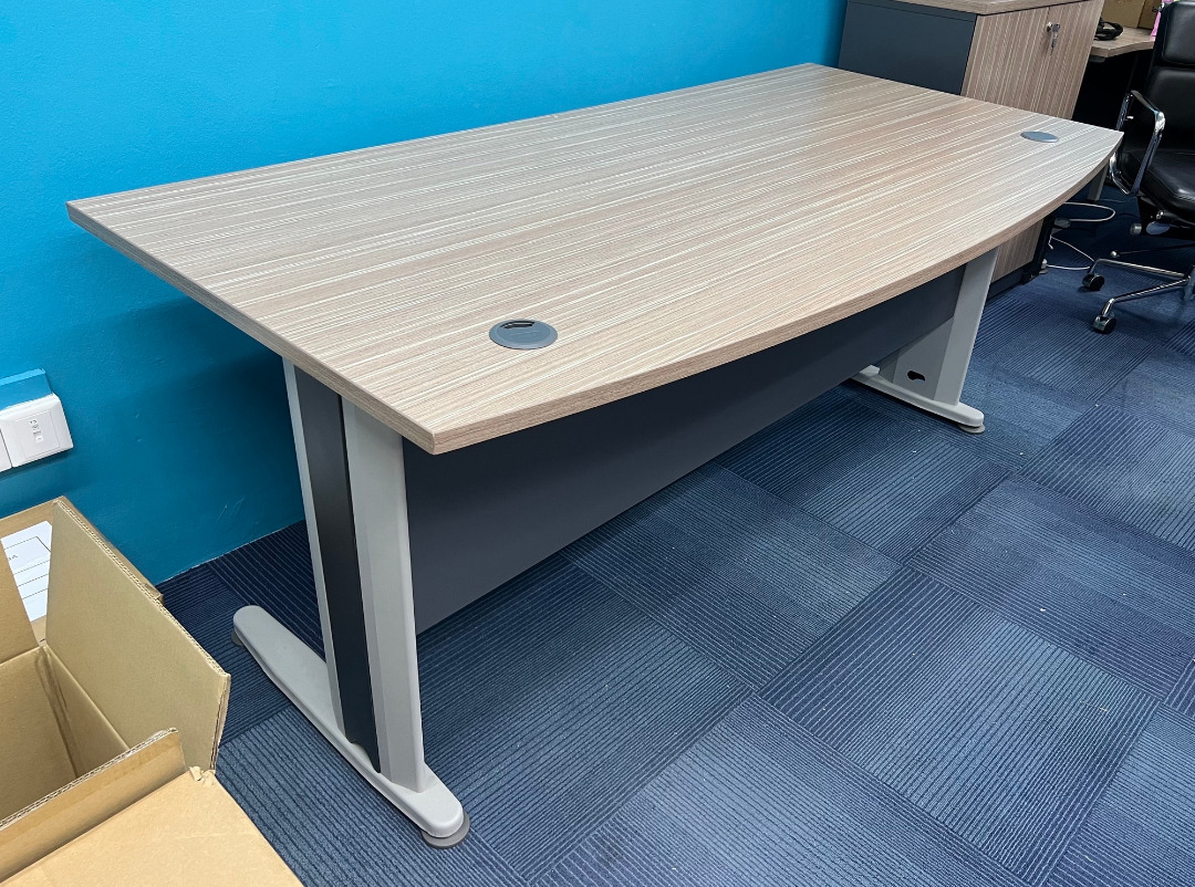 Work/study table with curved side, Furniture & Home Living, Furniture ...