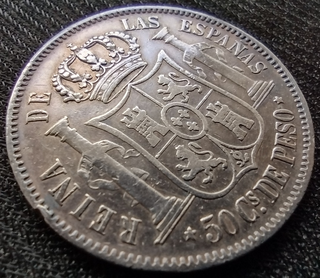 1868 Las Islas Filipinas 50 Centimos - Isabela II silver relic on Carousell