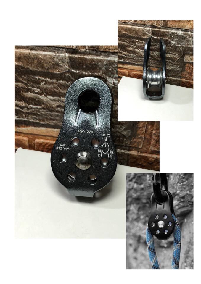 20KN Rope Climbing Single Fixed Pulley Mountaineering Zipline Abseiling ...