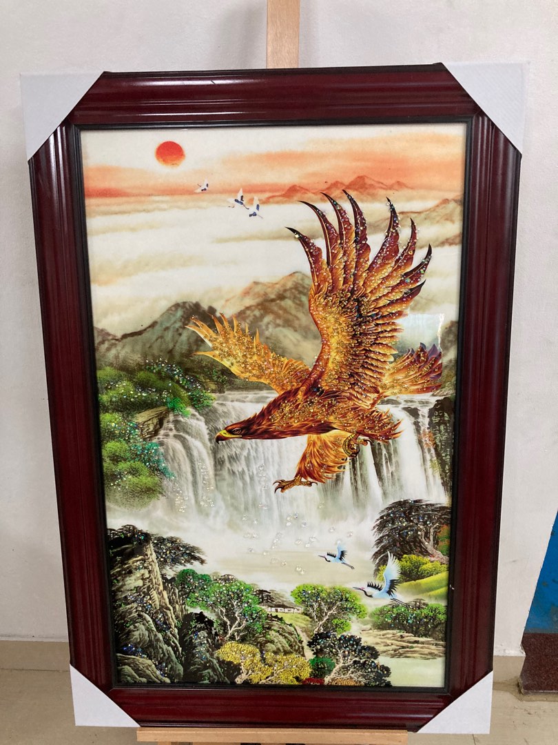 62x92cm Eagle Wall Frame w/ Diamond Design, Furniture & Home Living ...