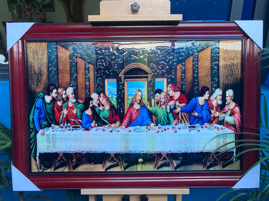 62x92cm Last Supper Wall Frame w/ Diamond Design, Furniture & Home ...